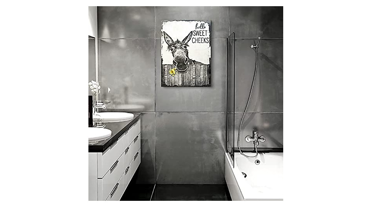 Farmhouse Donkey Wall Art - Rustic Canvas Print for Home Decor