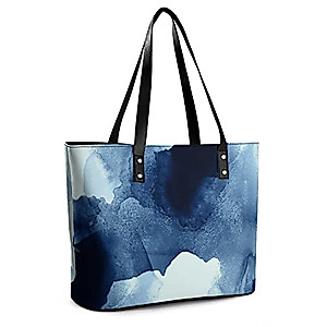 Womens Handbag Blue Texture Leather Tote Bag Top Handle Satchel Bags For Lady