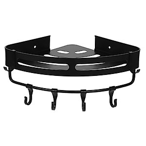 HOOTNEE 1 Set Bathroom Storage Rack Storage Shelves Wall Hanging Shelf Decorative Shelving Wall Mounted Storage Mounted Floating Shelf Shampoo Storage Stand Black Stainless Steel