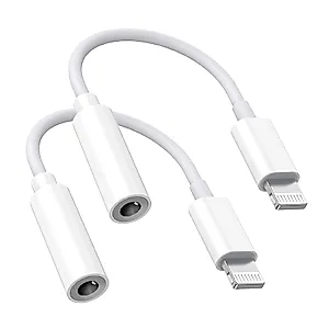 [Apple MFi Certified] 3.5mm Headphones Adapter for iPhone, 2 Pack Lightning to 3.5mm Earphones/Headphones Jack Aux Audio Adapter Dongle for iPhone 12 11 XS XR X 8 7 iPad, Support iOS 14 and More