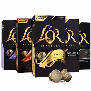 L'OR Espresso Capsules, 50 Count Variety Pack, Single-Serve Aluminum Coffee Capsules Compatible with the L’OR BARISTA System & Nespresso Original Machines