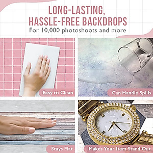 Magipea Photo Backdrop Board - 7 Designs Sand, Terrazzo, Bricks, Rhyolite, Stone Wall, Painting - Flat Lay Backgrounds for Jewelry or Food Product - Replica Surfaces 13x13in - Instagram Pics Anywhere