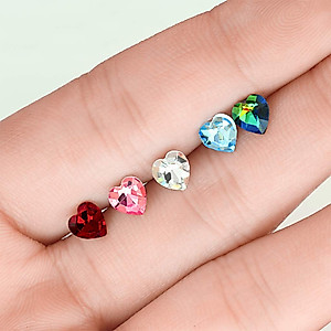 Amelia Fashion 16 Gauge Crystal Heart Top Tragus/Cartilage Barbell Stud 316L Surgical Steel Length 6mm (Choose Color) (Pink)