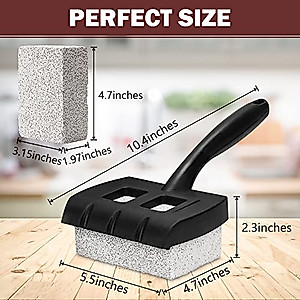 RadStar BBQ Grill Cleaning Blocks - 4 pcs with Handle. Great Grill Brush and Scraper for Grill Cleaning Made from Pumice Stone and is Bristle Free. Clean Grill Griddle and cast Iron