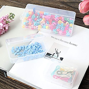 6 Packs Clear Hinged Plastic Box Plastic Organizer Container Storage Box for Washi Tape,Jewelry,Beads Art DIY Crafts, Fishing Tackles,Screws