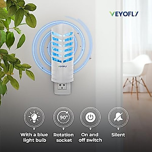 VEYOFLY Fly Trap, Plug in Flying Insect Trap, Fruit Fly Traps for Indoors-Safer Home Indoor- Bug Light Indoor Plug in- Mosquito,Fruit Fly, Gnat Trap, Flea Trap, Bugs- No Odor (1 Device+3 Refills)