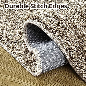 GlowSol Fluffy Area Rug for Bedroom Plush Modern Area Rug Shaggy Area Rug for Living Room Soft Thick Fuzzy Rug Non-Shedding Non Slip Shag Rug for Nursery Kids Room Home Decoration, Taupe, 9x12 Feet