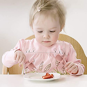 Baby Fork and Spoon Set, Silicone Self Feeding Utensil Easy Grip Toddler Cutlery Kit with Carry Case BPA-Free Anti-Choke for Infant Toddler Children First Led Training Weaning, 6-12 Month (Pink)