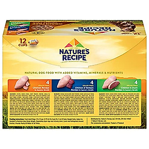 Nature's Recipe Grain Free Wet Dog Food, Chicken/Venison/Duck Variety Pack, 2.75 Ounce Cup (Pack of 24)