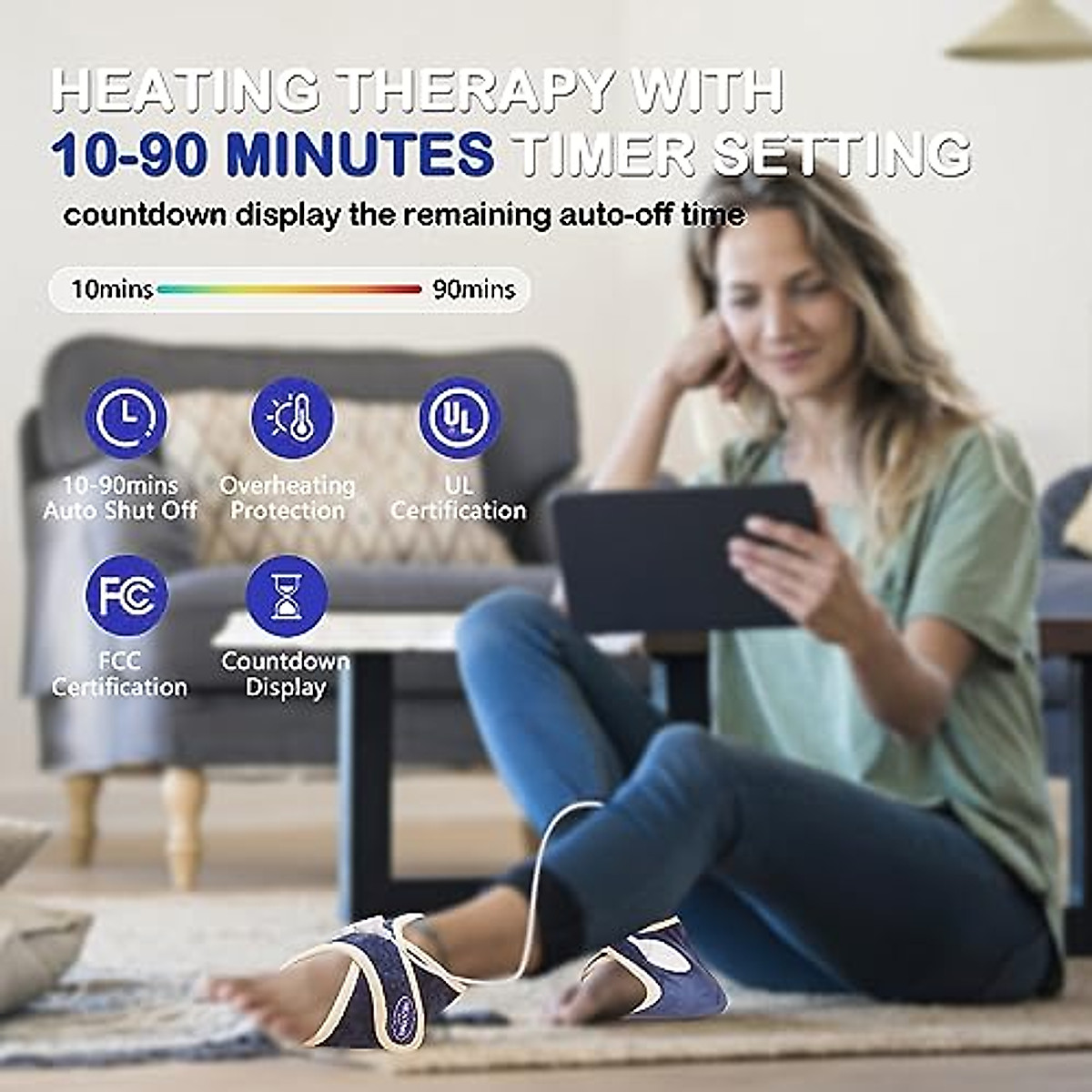 JOBYNA 2 Pack Heated Ankle Wrap for Ankle Pain Relief, 86℉-158℉ & Auto Shut Off, Electric Ankle Warmers for Achilles Tendonitis Relief, Plantar Fasciitis Relief, Sprained Ankles and Heels