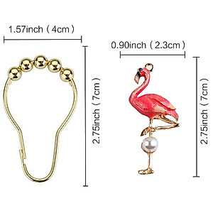 ZILucky Set of 12 Flamingo Shower Curtain Hooks Decorative Home Bathroom Stainless Steel Rustproof Shower Curtain Rings Decor Accessories (Flamingo)