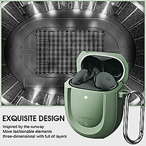 CaseBot Case Cover for Pixel Buds A-Series 2021 and Pixel Buds 2 (2020), Rugged Shield Protective Skin [Front LED Visible](Sage Green)