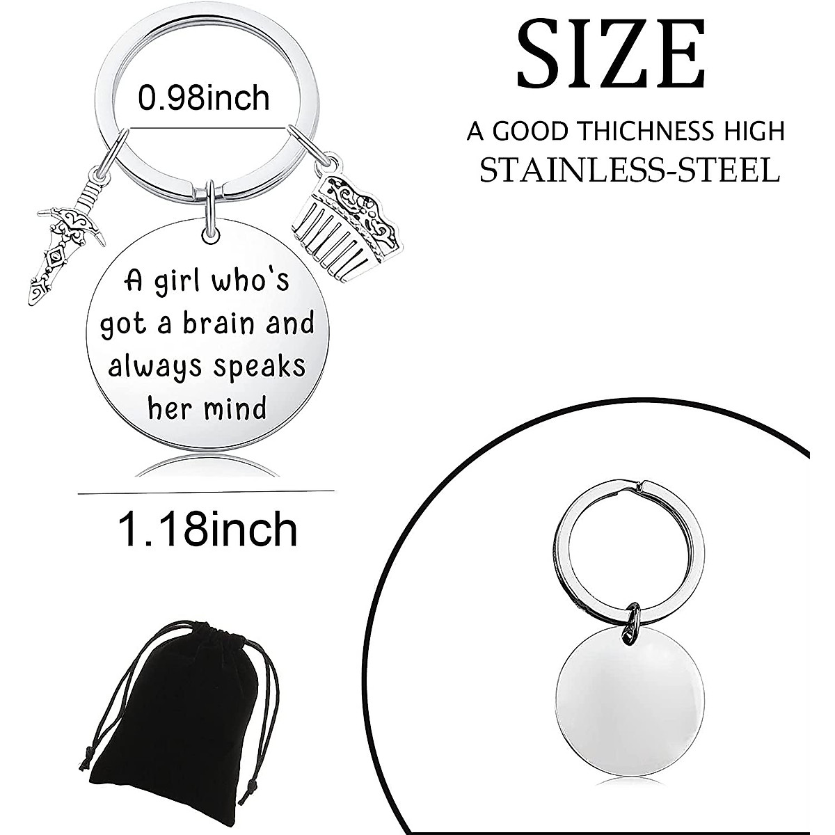 Mulan Jewelry Mulan Keychain Mulan Quote Gift A Girl Who’s Got A Brain and Always Speaks Her Mind Inspiration Gift (Mulan KS)