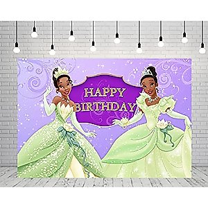 Princess Tiana Backdrop for Birthday Party Supplies 5x3ft Princess and The Frog Photo Backgrounds Tiana Theme Baby Shower Banner for Birthday Cake Table Decoration