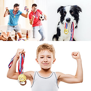 Honeydak Medal Shaped Flat Bottle Opener Winner Award Metal Wine Beer Opener Gold Silver Copper Medal Olympic Trophy Opener with Neck Ribbon for Bar Bartender Men Kitchen Restaurant Party (18 Pieces)