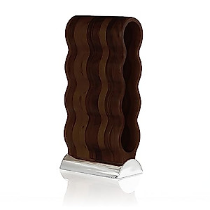 nambe Curvo Wine Rack | Wooden Wine Rack for Countertop | Wine Bottle Stand for Home Décor | Made of Acacia Wood and Silver Alloy, Espresso Colored | Designed by Steve Cozzolino