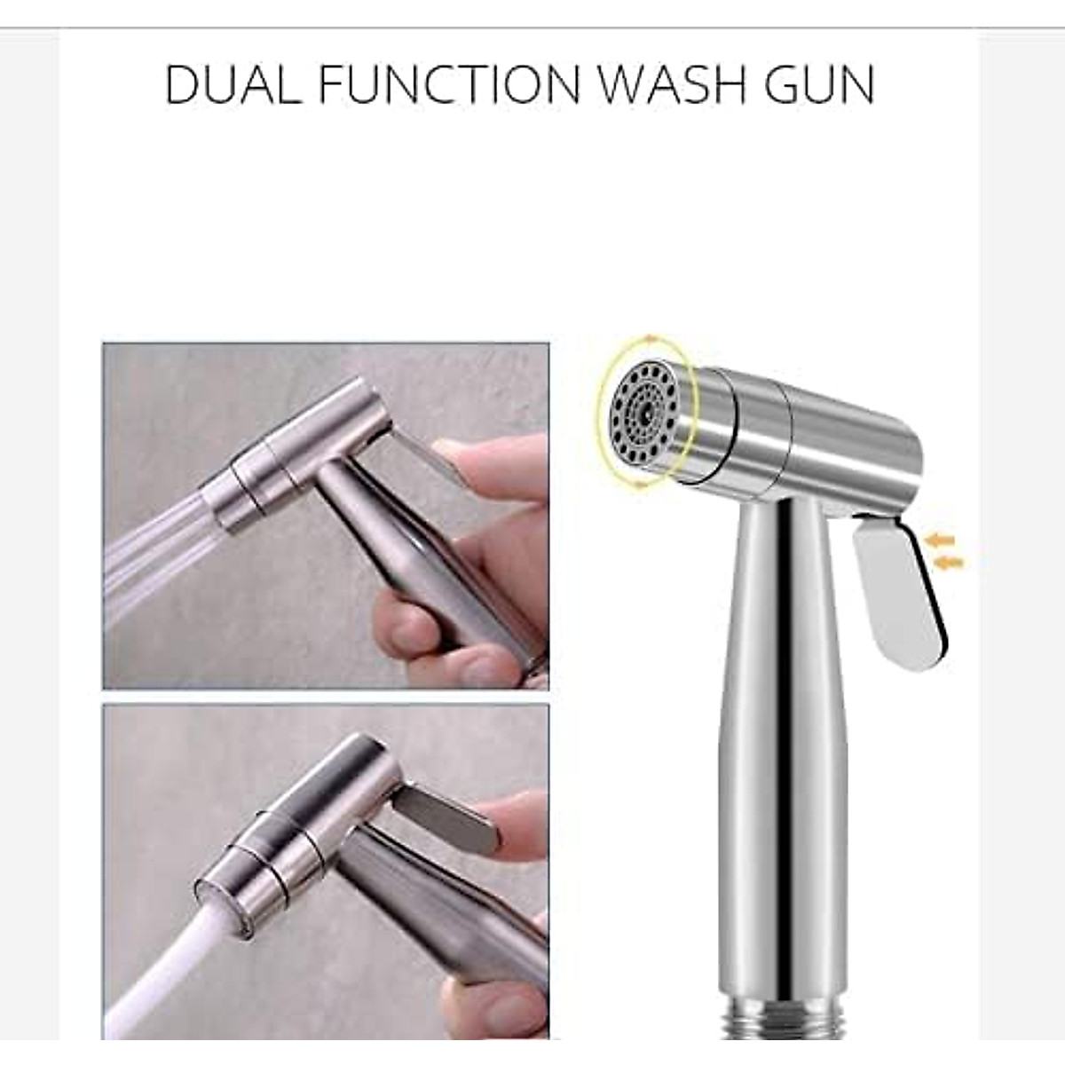 Toilet Shower Kit 2 Functions Supercharge Handheld Bidet Sprayer 304 Stainless Steel Hand Shower Brushed Bidet Toilet Sprayer Suitable for Bathroom