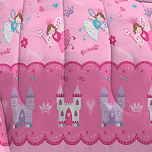 Dream Factory Magical Princess Ultra Soft Microfiber Girls Comforter Set, Pink, Twin