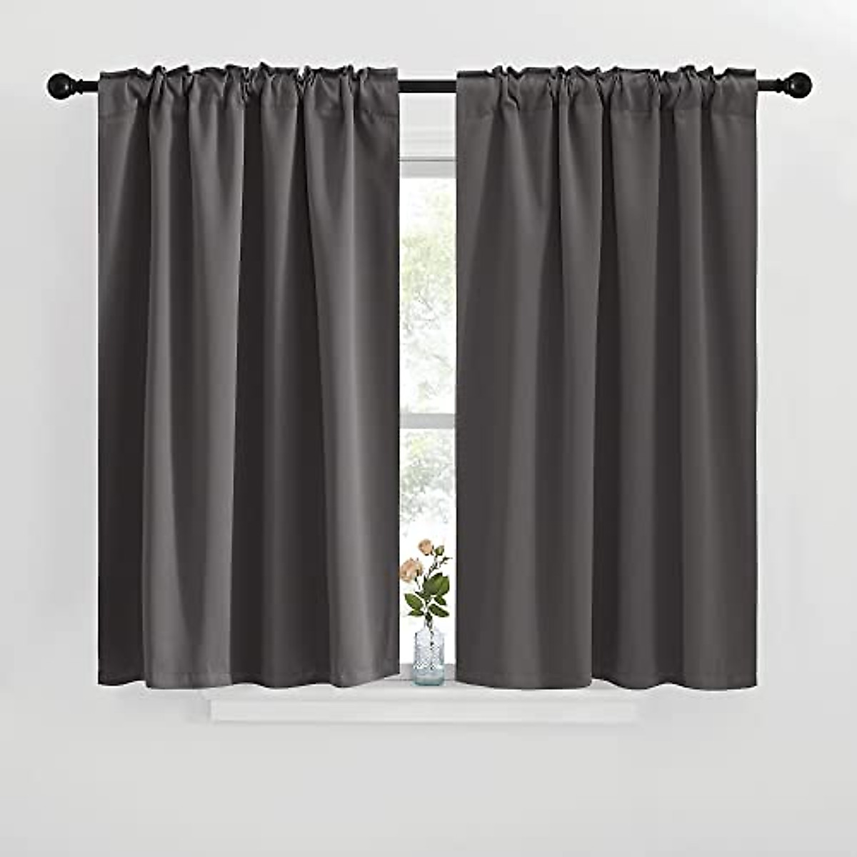 NICETOWN Blackout Window Curtains for Camper - (Grey Color) 42x40 Inch, 2 Panels Set, Thermal Insulated Room Darkening Blackout Drapes/Draperies with Rod Pocket & Back Tab for Loft