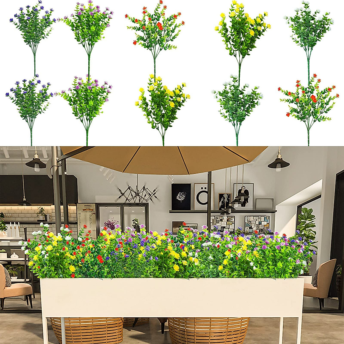 JYSONGHU Artificial Flowers 8pcs Real Looking Aqua Plastic Fake Roses with Stems for DIY Wedding Bouquets Hanging Planter Indoor Outside Garden Porch Christmas Party Decoration Home Decorations