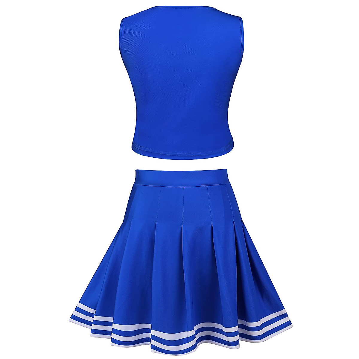GRAJTCIN Cheerleader Costume for Women Halloween Cosplay Girls Cheerleading Uniform Cheer Outfit Crop Top Dress (XS, Blue)