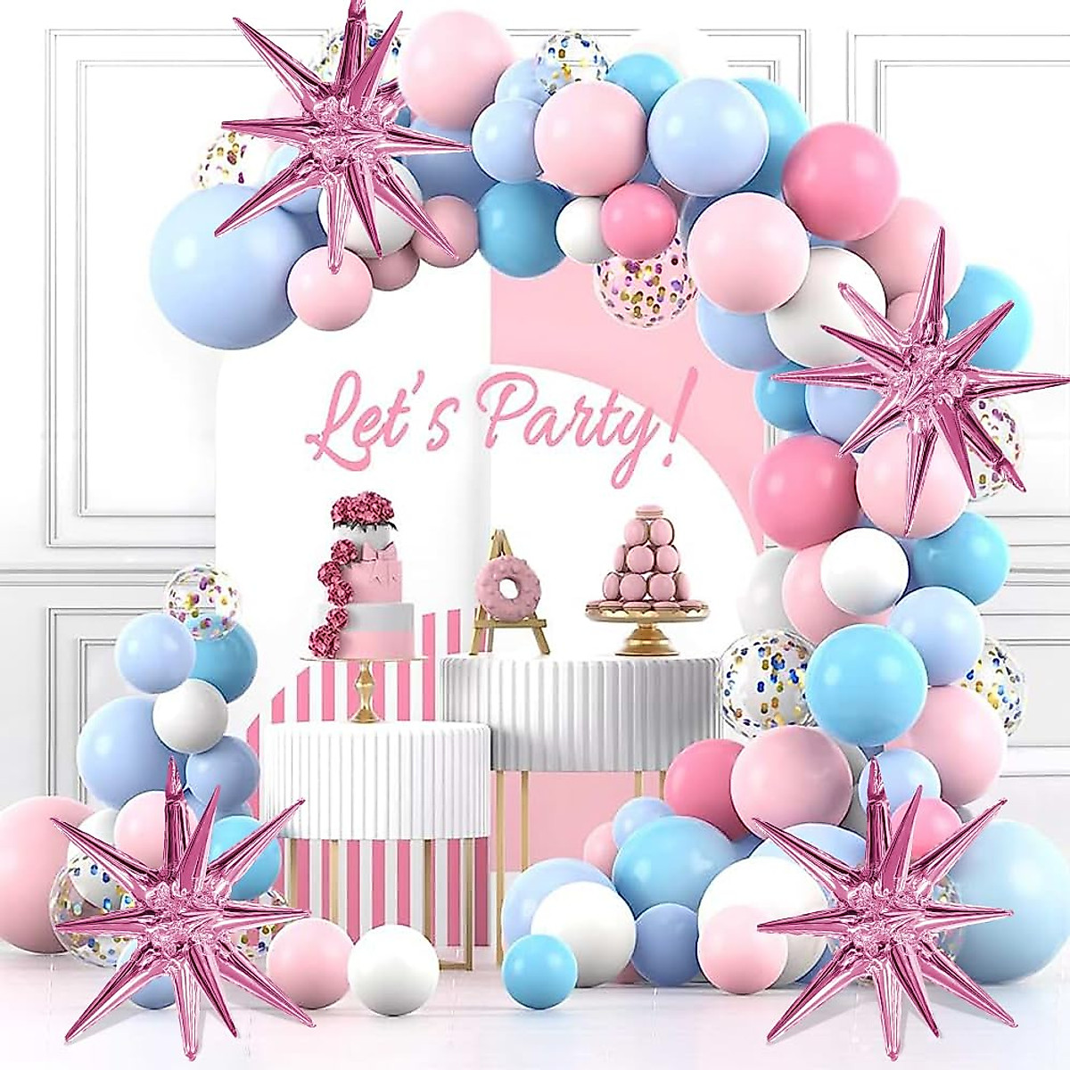 Star Foil Mylar Balloons Pink Party Decorations 6 Cone Spike Explosion Star Balloons 22 Inch Large Starburst Balloons Party Supplies for Wedding Christmas Birthday Bachelorette Mean Girl Party