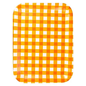 Hemoton Melamine Dinner Plates Rectangular Salad Plates Dining Dish Appetizer Serving Plates Fast Food Bread Fruit Tray for Home Kitchen Resturant (Check)