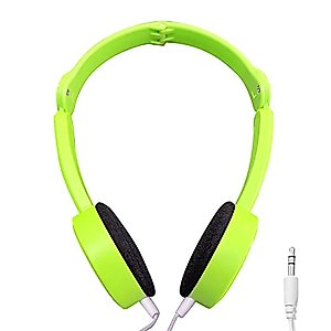Bulktech Wired Kids Headphones, Foldable Stereo Tangle-Free 3.5mm Jack Corded On-Ear Headset for Children Teens Boys Girls Phone School Kindle Airplane Travel Plane Tablet Parent, 1 Pack Green