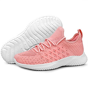 Feethit Womens Slip On Walking Shoes Non Slip Running Shoes Breathable Workout Shoes Lightweight Gym Sneakers Pink Size 9.5