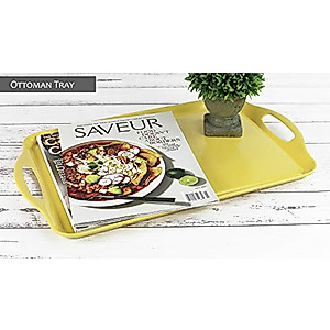 Reston Lloyd Calypso Basics Melamine Serving/Ottoman Handles, Rectangular Tray, Lemon