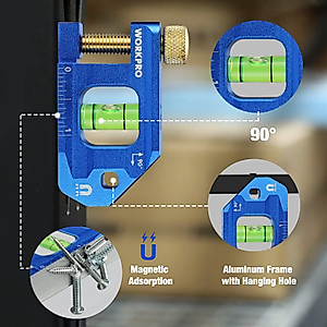 WORKPRO Conduit Bending Level, Magnetic Level, Pipe Level, Bubble Vial for 90° Measurement, Aluminum Alloy Construction, 2.5-inch, Cobalt Blue