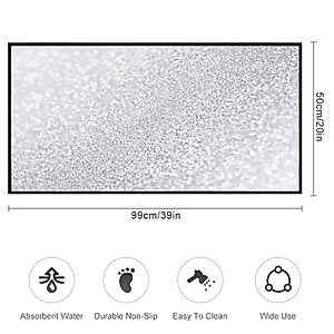 TsyTma Silver Glitter Bling Kitchen Rug Non-Slip Decor Absorbent Kitchen Floor Mat Bathroom Rug Waterproof Runner Rug 39"x20"