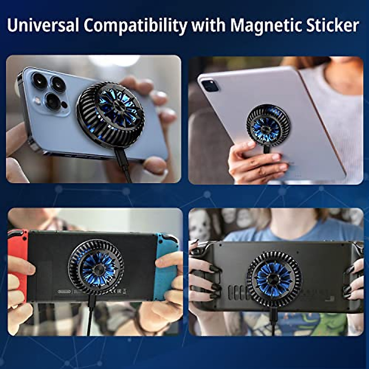 Phone Cooler Magnetic, Lecone Smartphone Radiator Cooling Fan for iPhone 13 and 12 Series Compatible with Magsafe RGB LED Light USB-C Power Cable Gaming Accessory