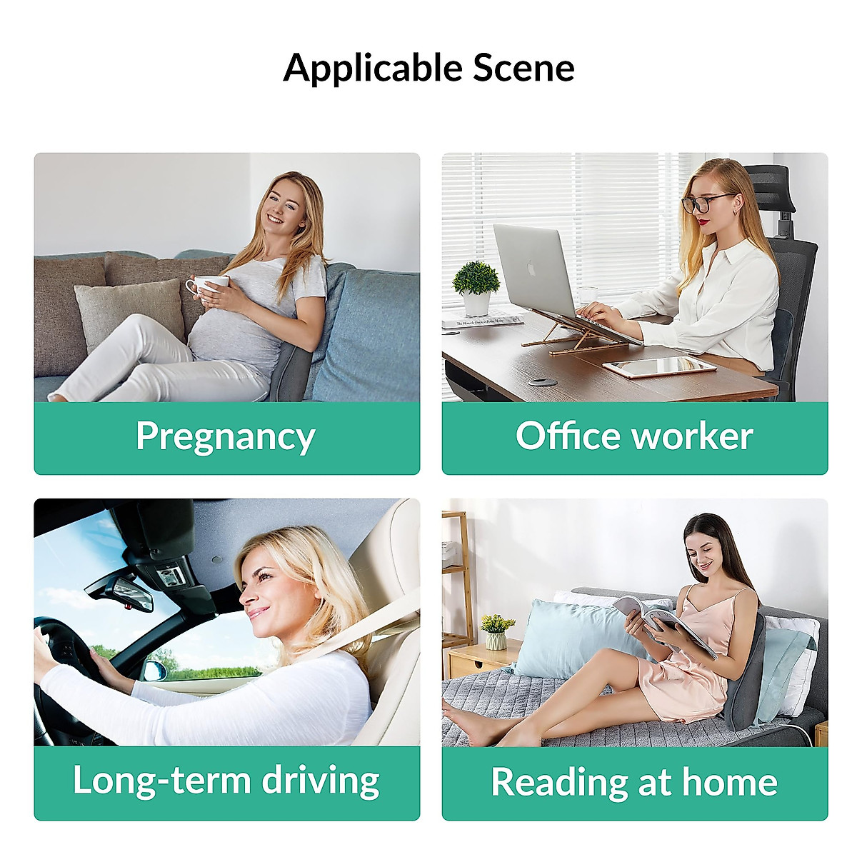 Snailax Heated Lumbar Support Pillow for Office Chair, Back Support Pillow for Car with Vibration, Chair Support for Lower Back, 3 Heat Levels & 3 Massage Modes, Back Massager with Heat, Gifts