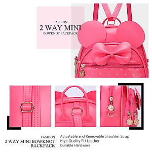 KL928 Girls Mini Backpack Bowknot Polka Dot Cute Small Daypacks Convertible Shoulder Bag Purse for Women