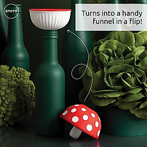 OTOTO Magic Mushroom Small Funnel - Kitchen Funnels for Filling Bottles or Containers - Silicone Funnel, Plastic Funnel for Liquids - 100% Food Safe, BPA-Free, Dishwasher Safe Collapsible Funnel