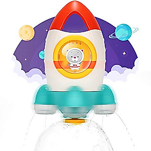 Baby Bath Toy, Spray Water Bathtub Toy, Space Rocket Fountain Shower Toys, Fun Bath Time Tub Toy,Gift for 18 Months,2,3 Year Olds Infants Toddlers Boys Girls Kids Children