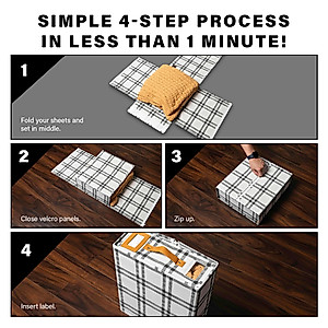 HOME OF DUTTON 4-Pack Bed Sheet Organizers| BoardWalk Storage and Foldable Sheet Organizer for Linen Closets, Clear Window for Label Organization| Organize Sheets, Towels & Pillow Cases