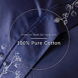 Hyde Lane Luxury 1000 Thread Count 100% Cotton Sheets for Queen Size Bed | Very Comfy Soft & Thick with Deep Pocket - Fits 16"-20" Thick Mattress | 4 PC Sateen Weave Bed Sheet Set Queen (Navy)