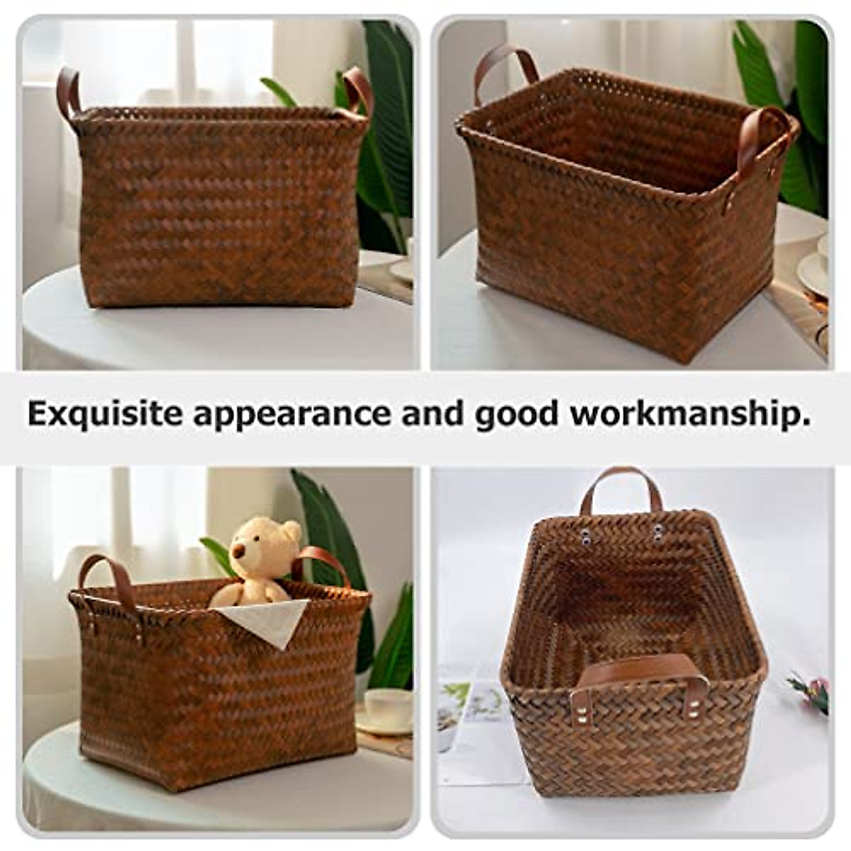 Cabilock Storage Baskets for Shelves Bread Basket Imitation Rattan Woven Basket Laundry Basket Laundry Holder Laundry Storage Basket Wicker Baskets Decoration Storage Containers