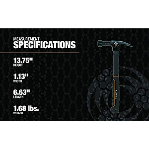 Southwire Bmeh-18 Heavy Duty Romex Electrician's Hammer; Romex Staple Remover; Tether Hole For Safety; 18 oz Head with Smooth Face; Heavy Duty Drop Forged Steel -65116740