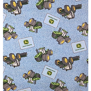 1 Yard - John Deere Farm Tractor Toss on Blue Cotton Fabric (Great for Quilting, Sewing, Craft Projects, Quilt, Throw Pillows & More) 1 Yard X 44"