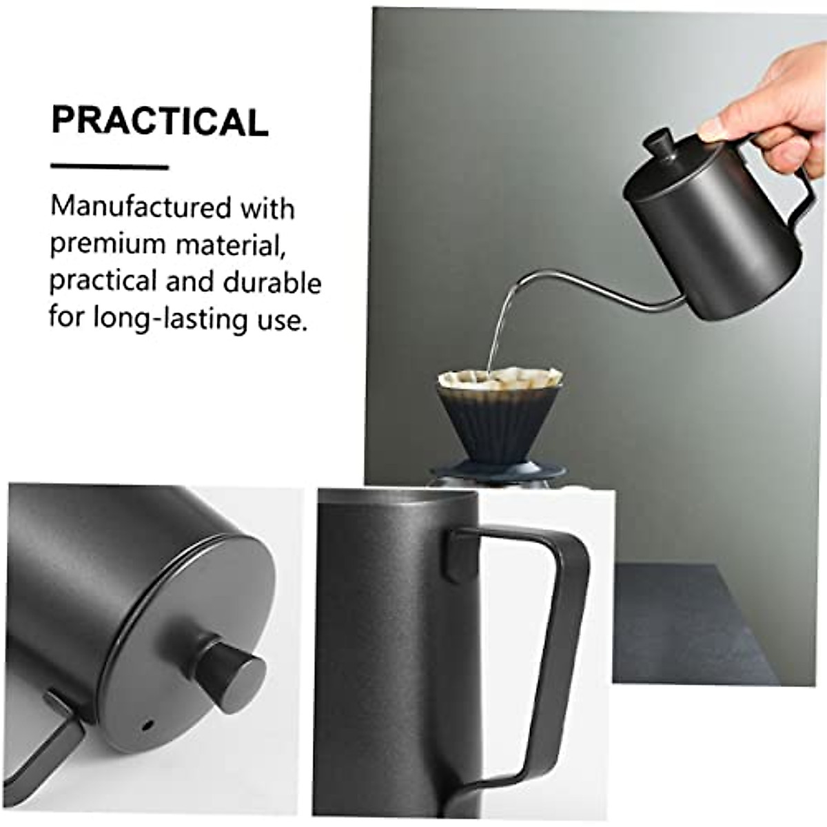 VINTORKY 1pc Coffee Maker Coffee Dripper Pot Beverage Pitcher Practical Coffee Pot Nspressso Drip Coffee Kettle Retro Coffee Maker Espresso Machine Stovetop Teapot Black
