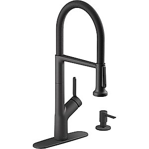 Setra Pro Single-Handle Semi-Professional Kitchen Sink Faucet with Soap Dispenser in Matte Black(R29343-SD-BL)