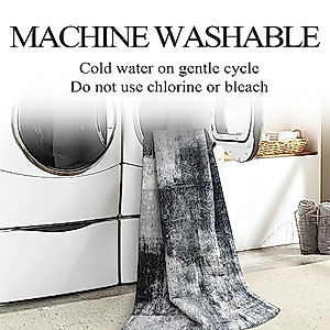 Lahome Modern Washable Living Room Area Rug - 3x5 Throw Soft Small Rugs for Bedroom Non-Slip Stain Resistant Entryway Rug Kitchen Rugs Grey Abstract Print Capet for Office Laundry Room Dining Room