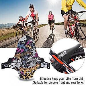 Pilipane 7 Pattern Adjustable Road Mountain Bike Bicycle Cycling Tire Front,Front Rear Mudguard, Folding Bicycle Mud Guards, Waterproof Bike s(10.2 * 11.0in) (F06), Front Rear Mudguard,7 Pattern Adj