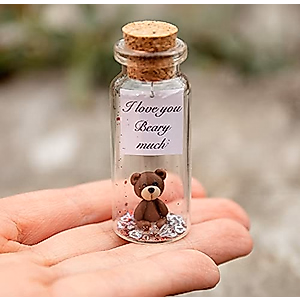 Kseniya Revta Cute Girlfriend and Boyfriend Gifts - Personalized Anniversary Present for Her Him - Custom Birthday Gift Idea for Women Men (Brown Bear - I Love You Beary Much, Gift Bottle)