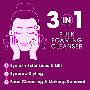 Professional Lash Shampoo for Eyelash Extensions Bulk 3.98L - 1.05 Gallon with 50 Aftercare Cards - Premium Made in America Eyelid Foaming Cleanser - Salon Lash and Brow Wash - Passion Fruit Scent