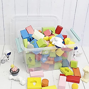 Ucake 8 Quart Plastic Small Storage Box with Handel, Clear Storage Bin with Lid, 6 Pack