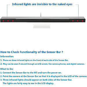 USB Wired Wii Sensor Bar, Replacement Infrared Ray Motion Sensor Bar for Nintendo Wii/Wii U -Black & Silver